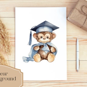 Set of 12, Monkey Graduation Clipart, Monkey Graduation Cap, Monkey PNG ...