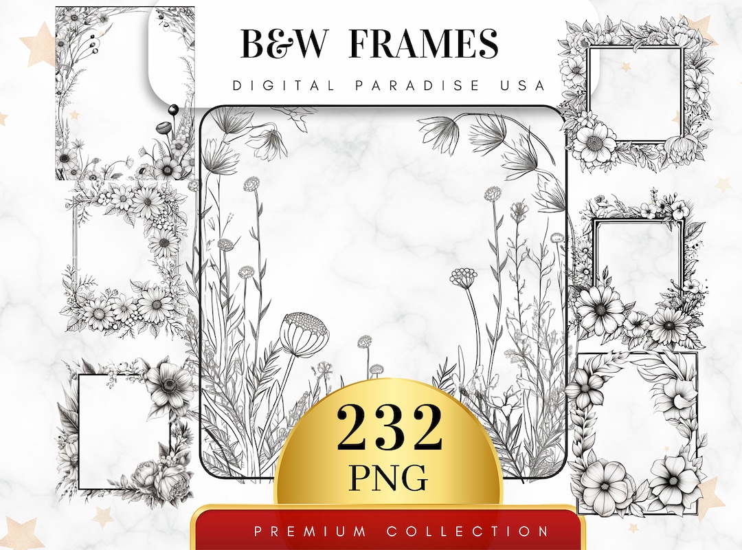 Set of 232, Black and White Frames Clipart, Black and White Frames ...