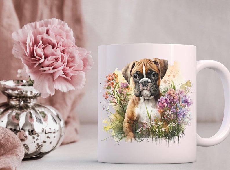 Set of 14 Watercolor Boxer Dog Clipart Spring Boxer Dog With - Etsy