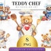 Set of 8, Watercolor Teddy Chef, Teddy Bear PNG, Nursery Clipart, Cute ...