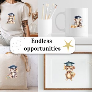 Set of 12, Monkey Graduation Clipart, Monkey Graduation Cap, Monkey PNG ...