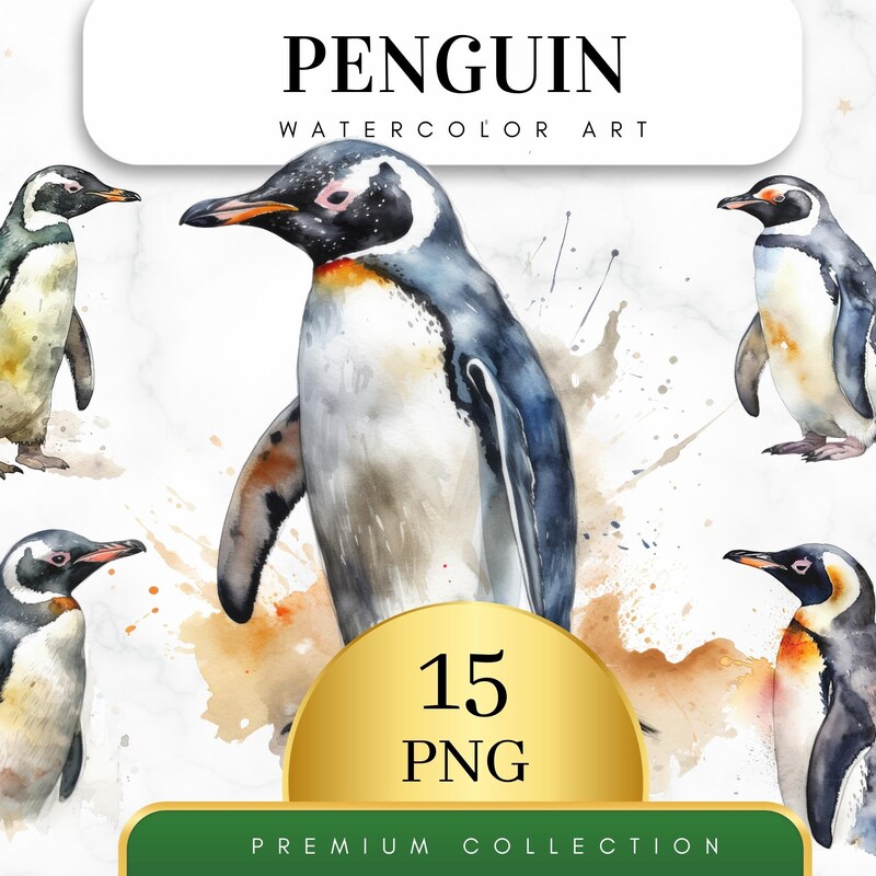 Watercolor Penguins - Etsy