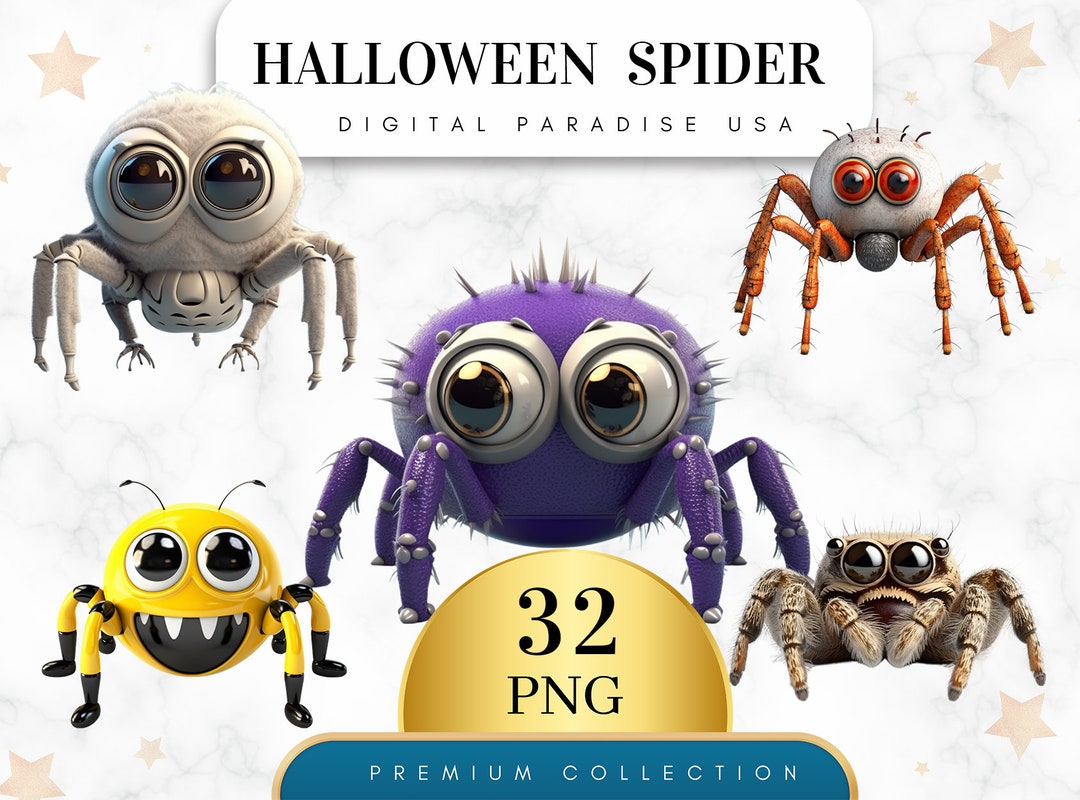Set of 32, Halloween Spider Clipart, Spider PNG, Spider Web Clipart ...