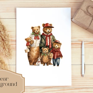 Set of 11, Christmas Bear Family Clipart, Bear Clipart, Bear PNG ...