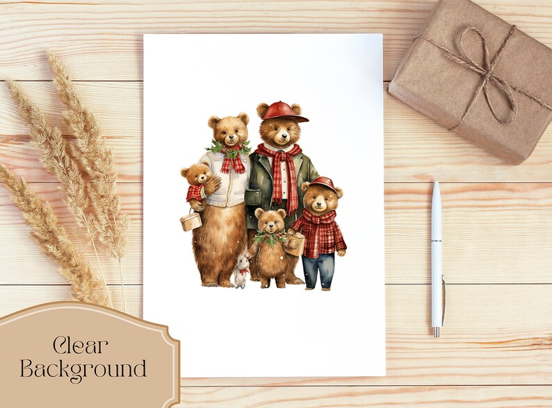 Set of 11, Christmas Bear Family Clipart, Bear Clipart, Bear PNG ...
