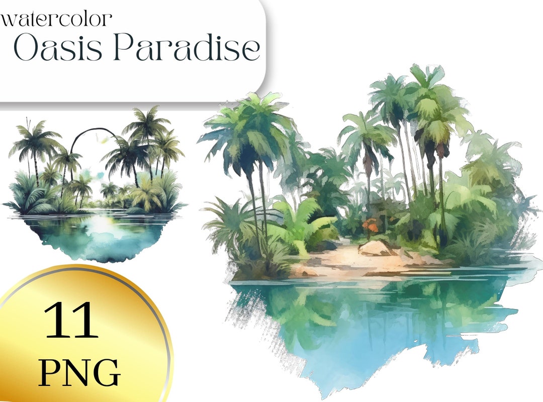Set of 11 Watercolor Oasis Paradise Clipart Oasis Paradise - Etsy