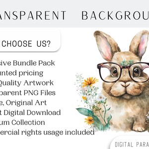 Set of 13, Watercolor Floral Bunnies, Floral Bunnies Clipart, Bunny Png ...