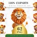 Set of 62, Lion Clipart, Lion PNG, Watercolor Lion, Jungle Animals ...