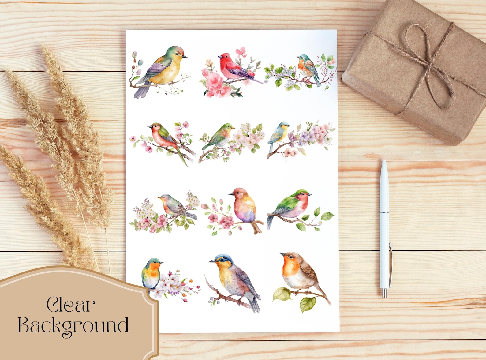 Set of 36, Watercolor Birds Clip Art, Colorful Birds Clipart, Spring ...