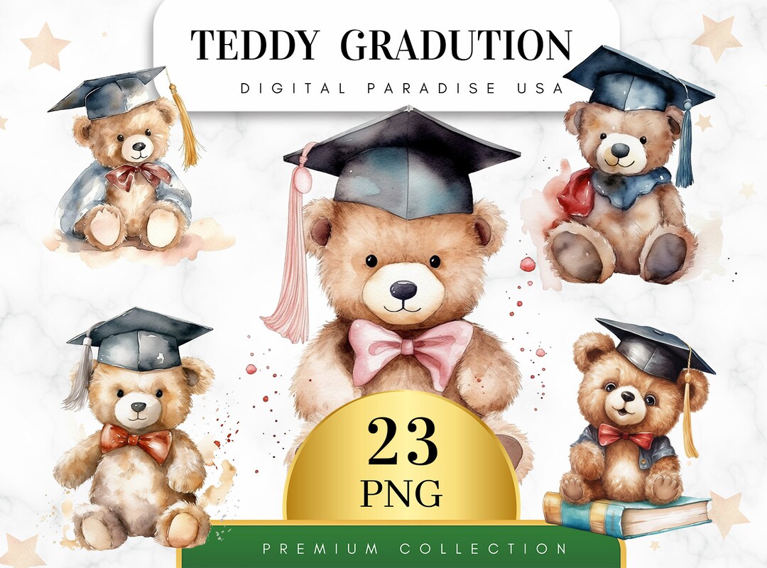 Set of 23, Teddy Graduation Clipart, Teddy Bear PNG, Nursery Clip Art ...