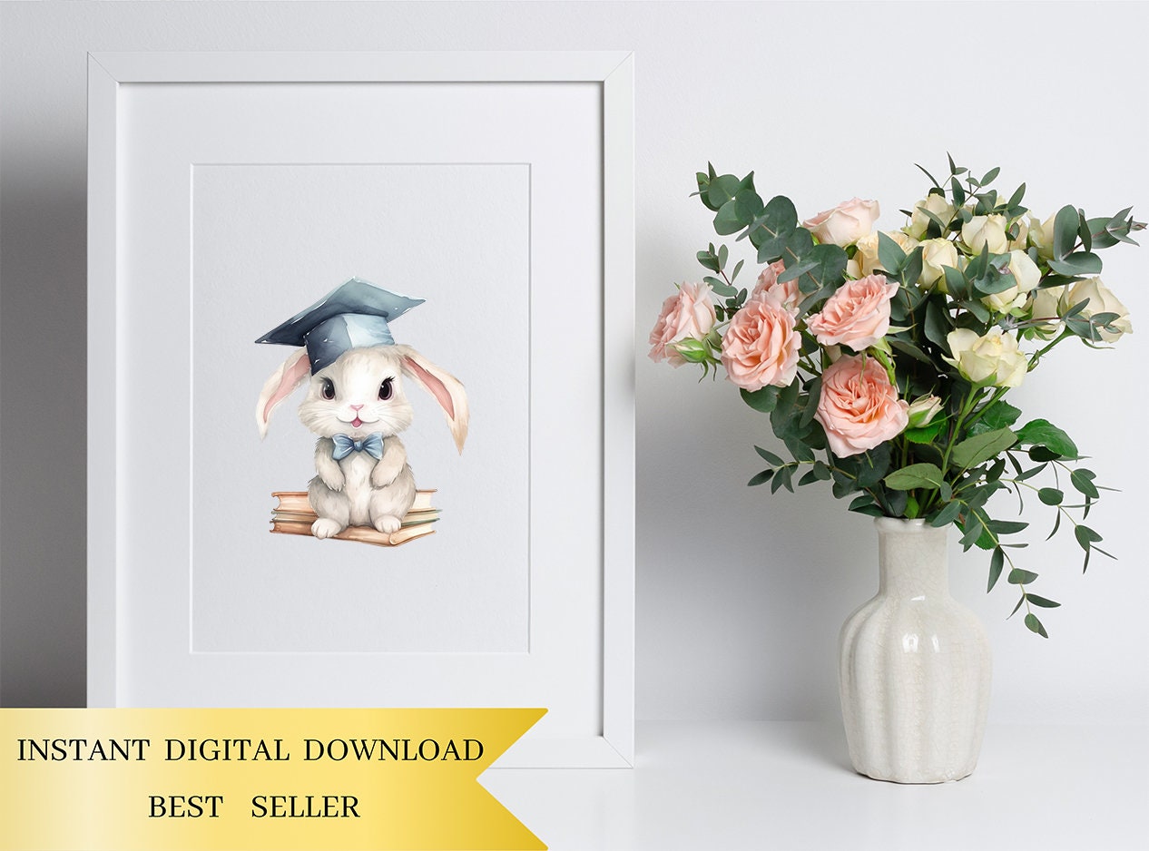 Set of 11, Bunny Graduation Clipart, Graduation Bunny, Bunny PNG ...