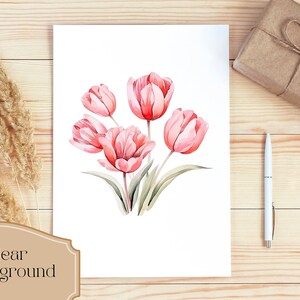 Set of 19, Watercolor Pink Tulips, Pink Tulip PNG, Floral Clipart ...