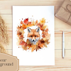 Set of 16, Autumn Fox Clipart, Fox PNG, Fall Fox Art, Watercolor Fox ...