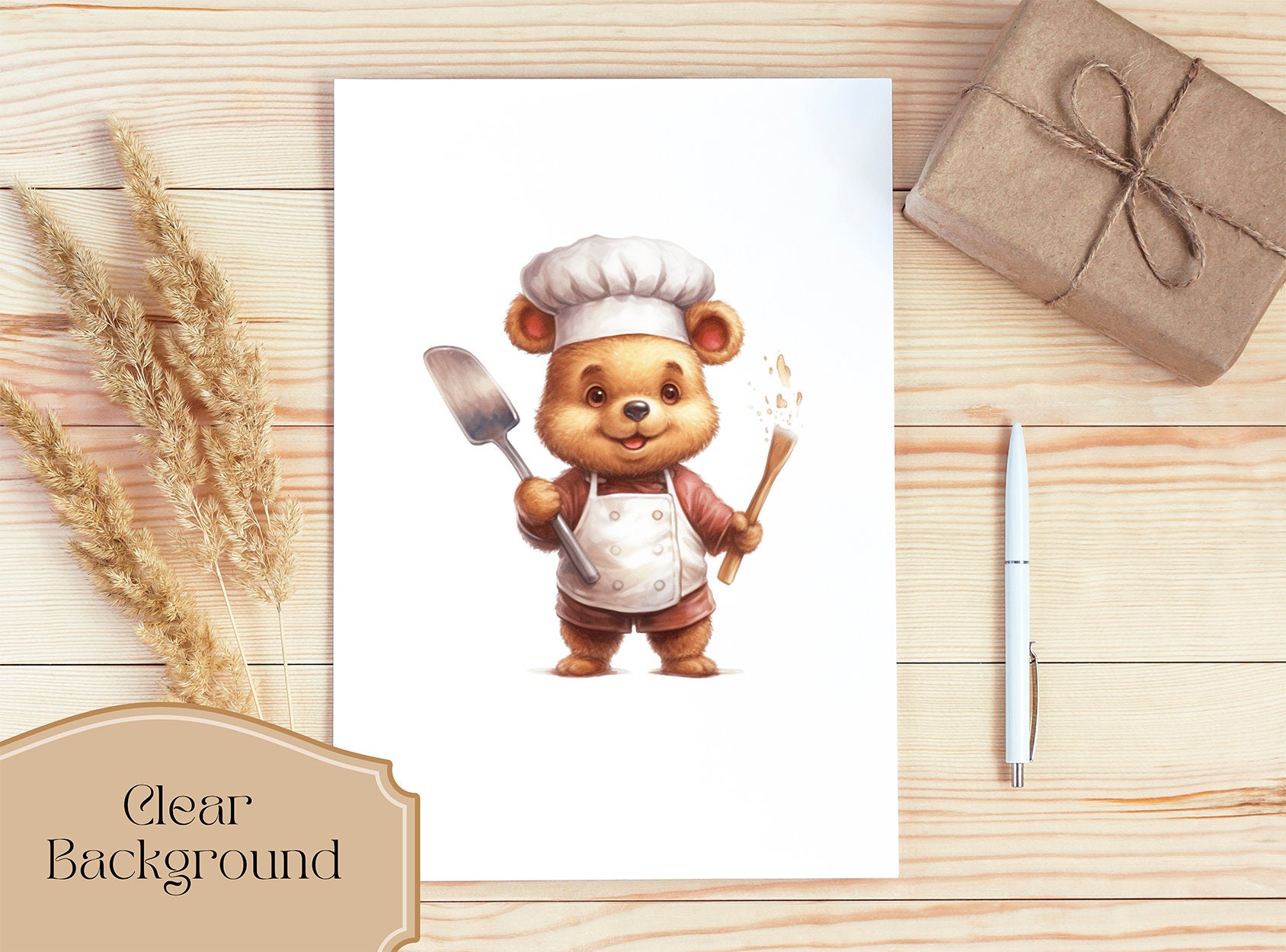 Set of 18, Teddy Chef Clipart, Teddy Chef PNG, Teddy Clipart, Nursery ...