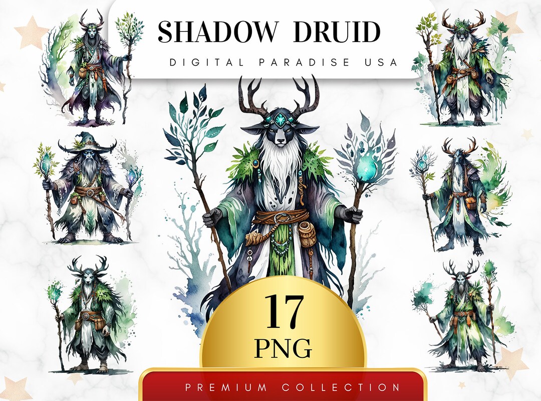 Set of 17, Shadow Druid Clipart, Fantasy Clipart, Magical Character ...