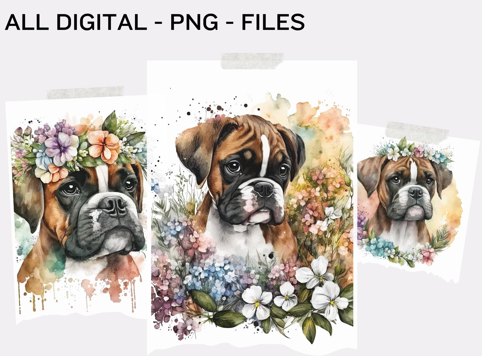 Set of 14 Watercolor Boxer Dog Clipart Spring Boxer Dog With - Etsy