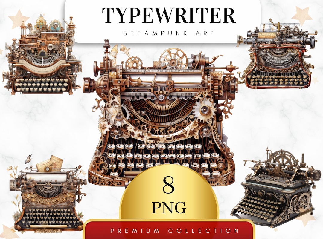 Set of 8, Antique Victorian Vintage Typewriter, Steampunk Typewriter ...