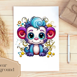 Set of 15, Colorful Monkey Clipart, Monkey PNG, Jungle Animal Clipart ...