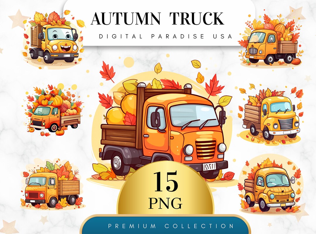 Set of 15 Autumn Truck Clipart Truck PNG Fall Truck - Etsy