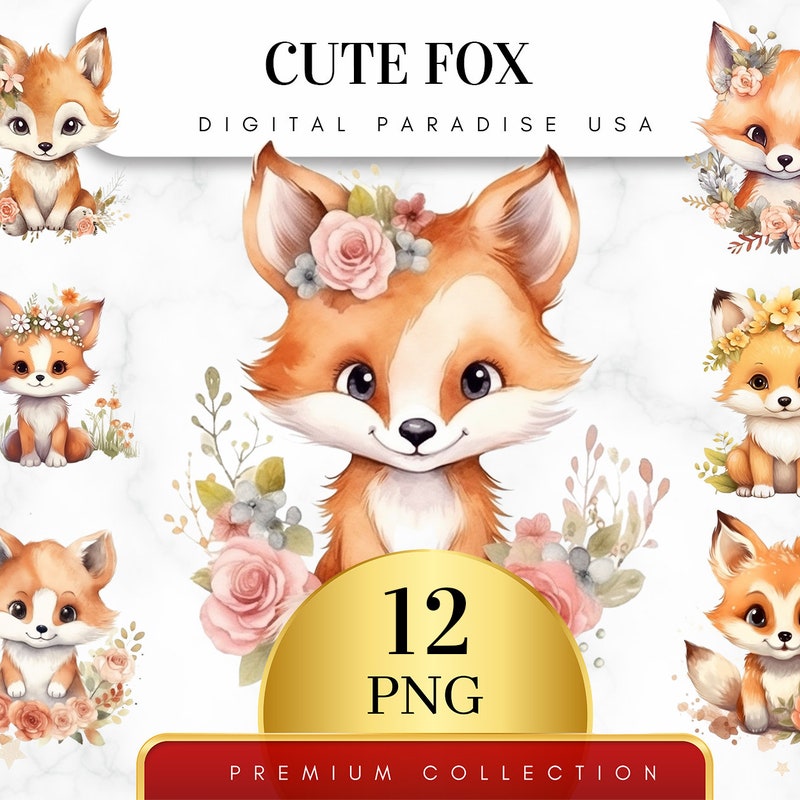 Cute Fox Clipart - Etsy