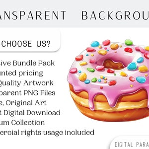 Set of 24, Watercolor Donuts Art, Donuts Clip Art, Dessert Clipart ...