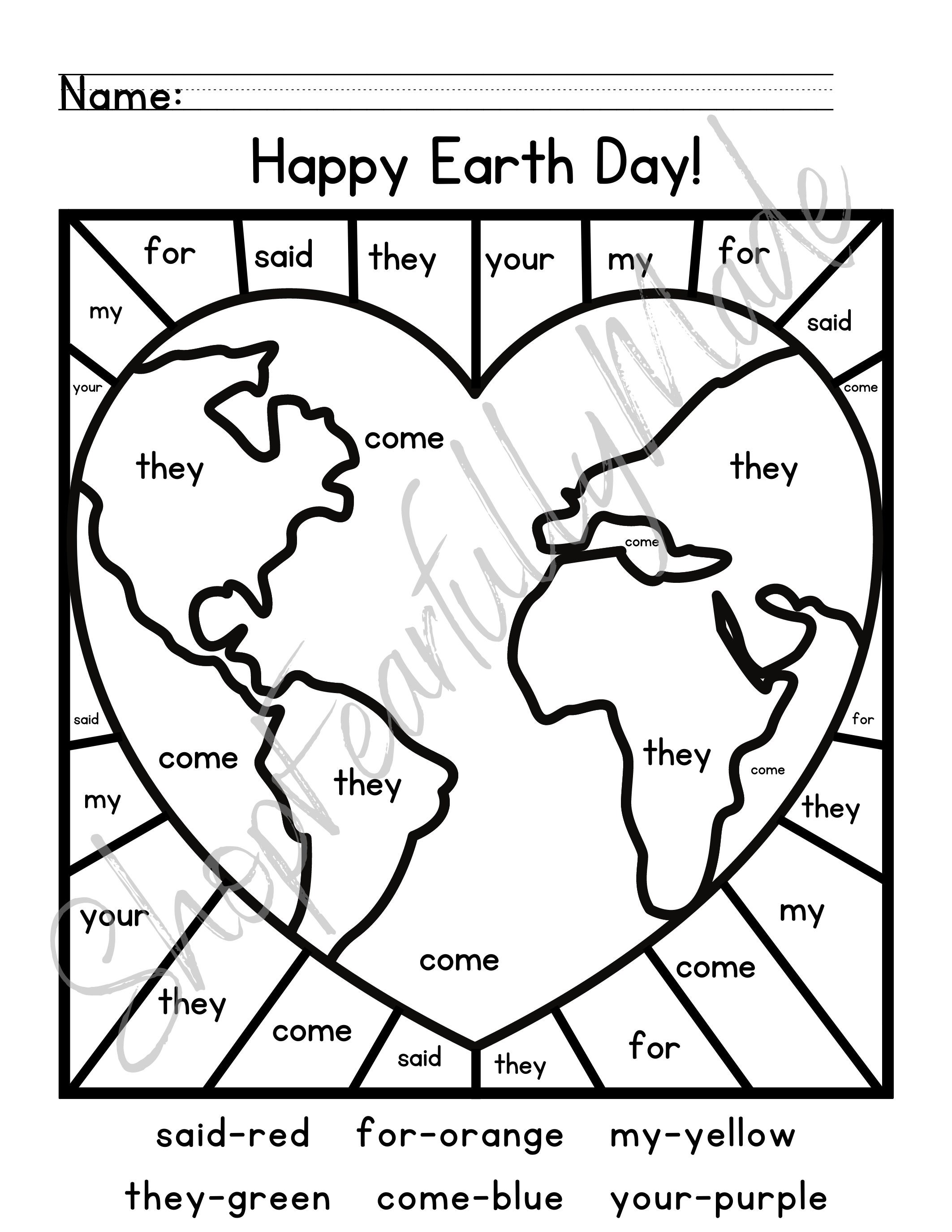 Earth Day Coloring (color by Number, Letter, Addition, Subtraction ...