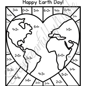 Earth Day Coloring (color by Number, Letter, Addition, Subtraction ...