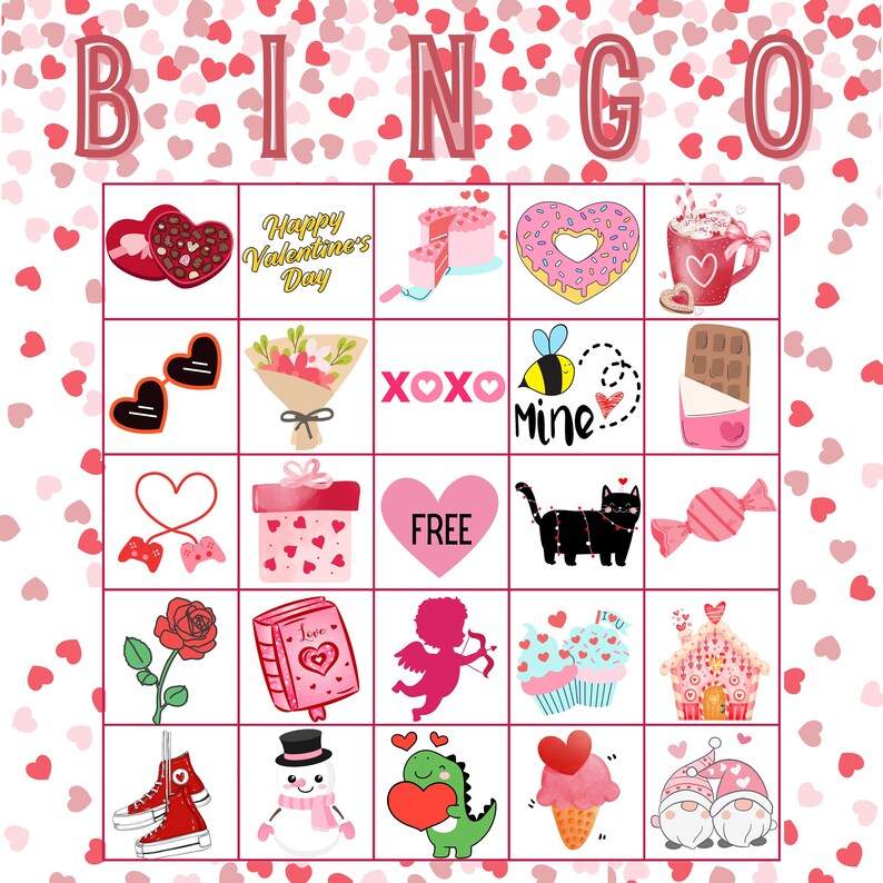 Valentine's Day Bingo Printable -- 15 - Etsy