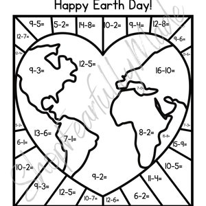 Earth Day Coloring (color by Number, Letter, Addition, Subtraction ...