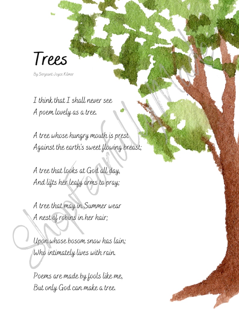Trees Poem Printable Wall Hanging - Etsy