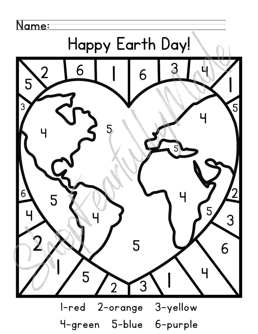 Earth Day Coloring (color by Number, Letter, Addition, Subtraction ...