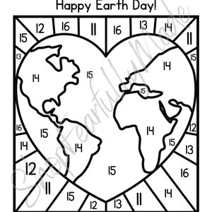 Earth Day Coloring (color by Number, Letter, Addition, Subtraction ...