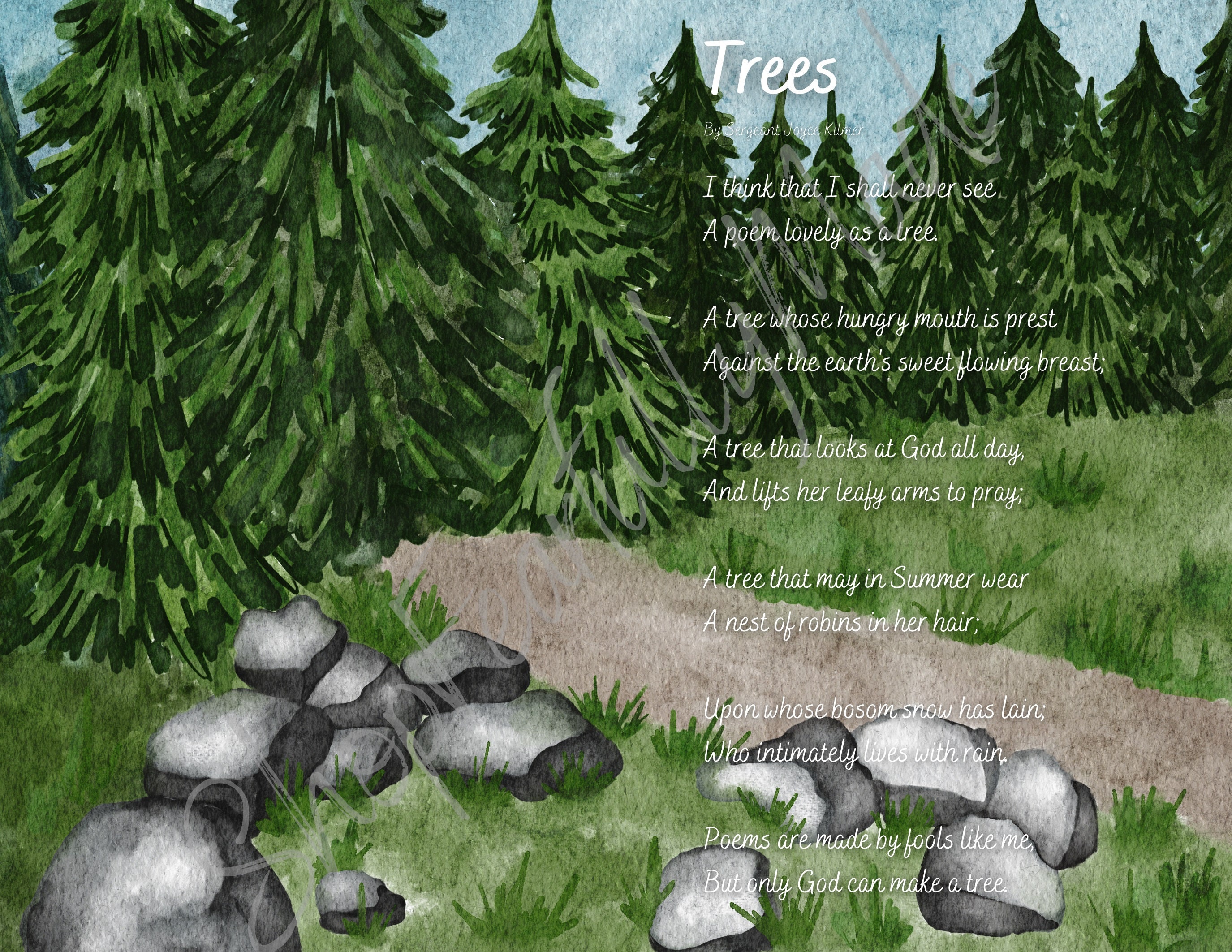 Trees Poem Printable Wall Hanging - Etsy