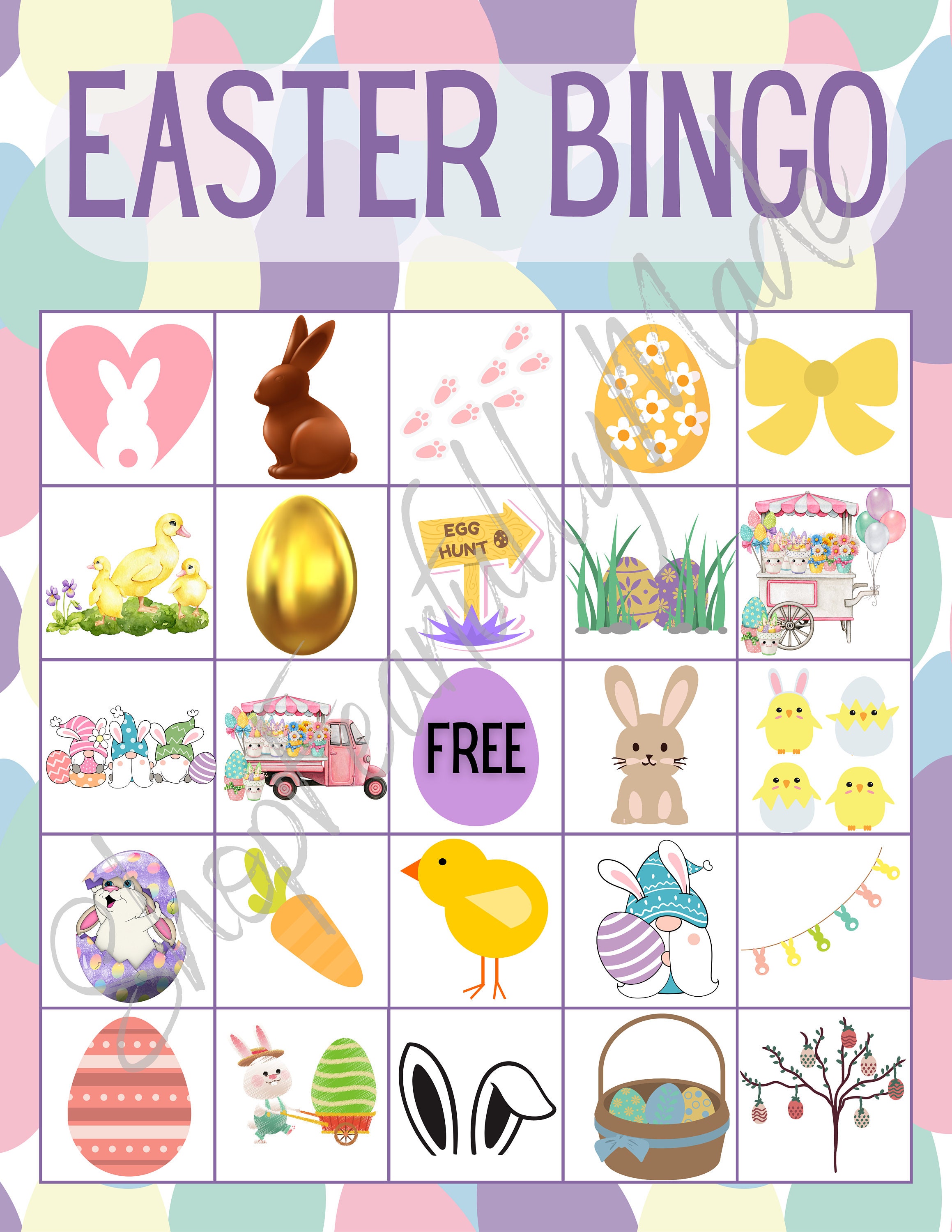 Easter Bingo Printable -- 20 - Etsy