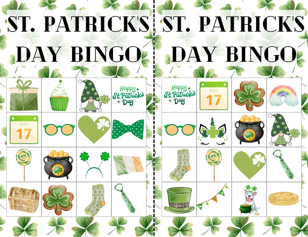 St. Patrick's Day Bingo Printable -- 20 - Etsy