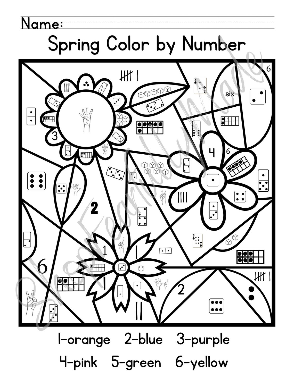 Spring Color by Number Subitizing - Etsy