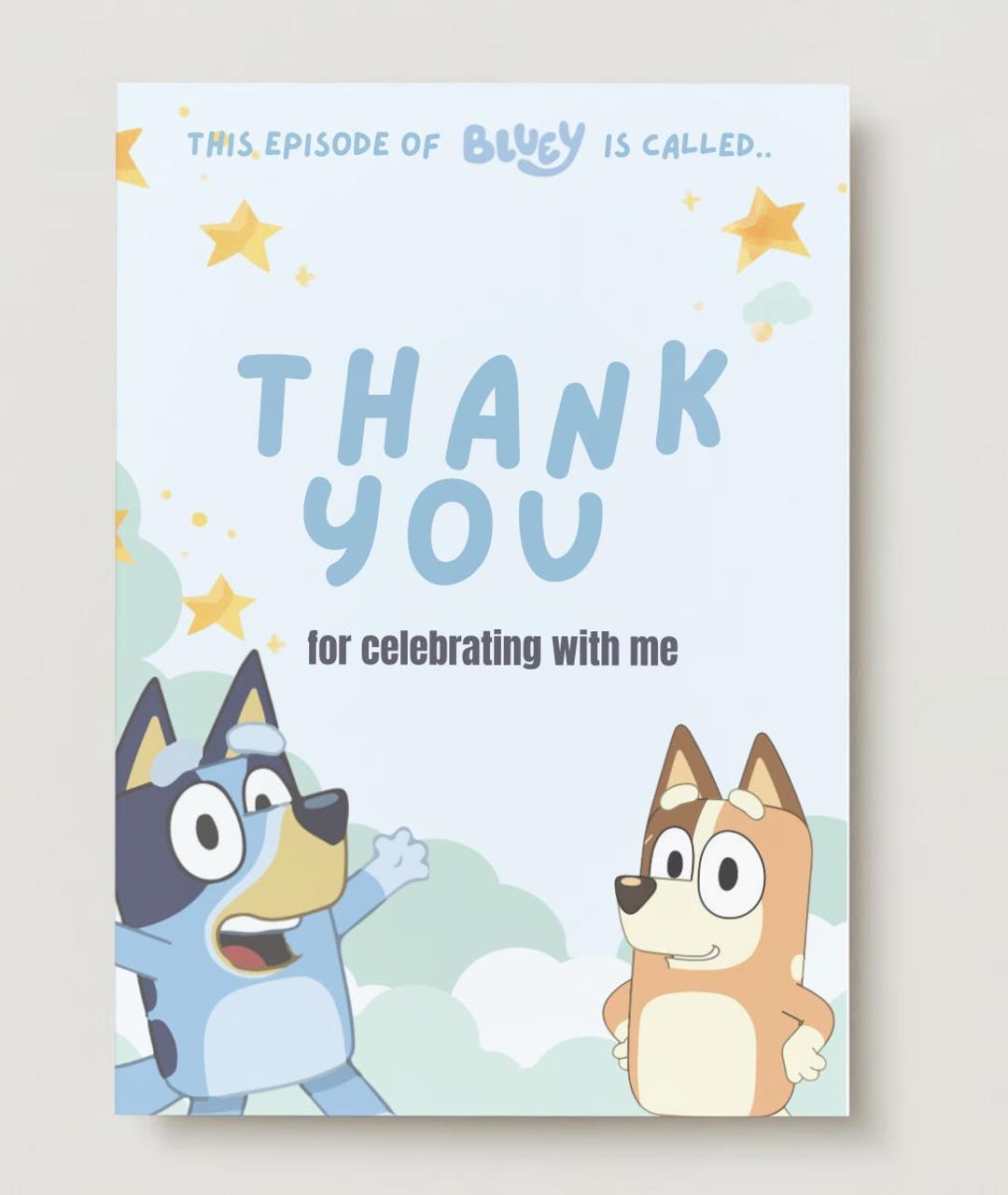 Bluey Kids Thank You Card Fully Customizable - Etsy