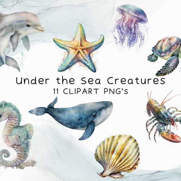 Sea Animals Clipart - Etsy