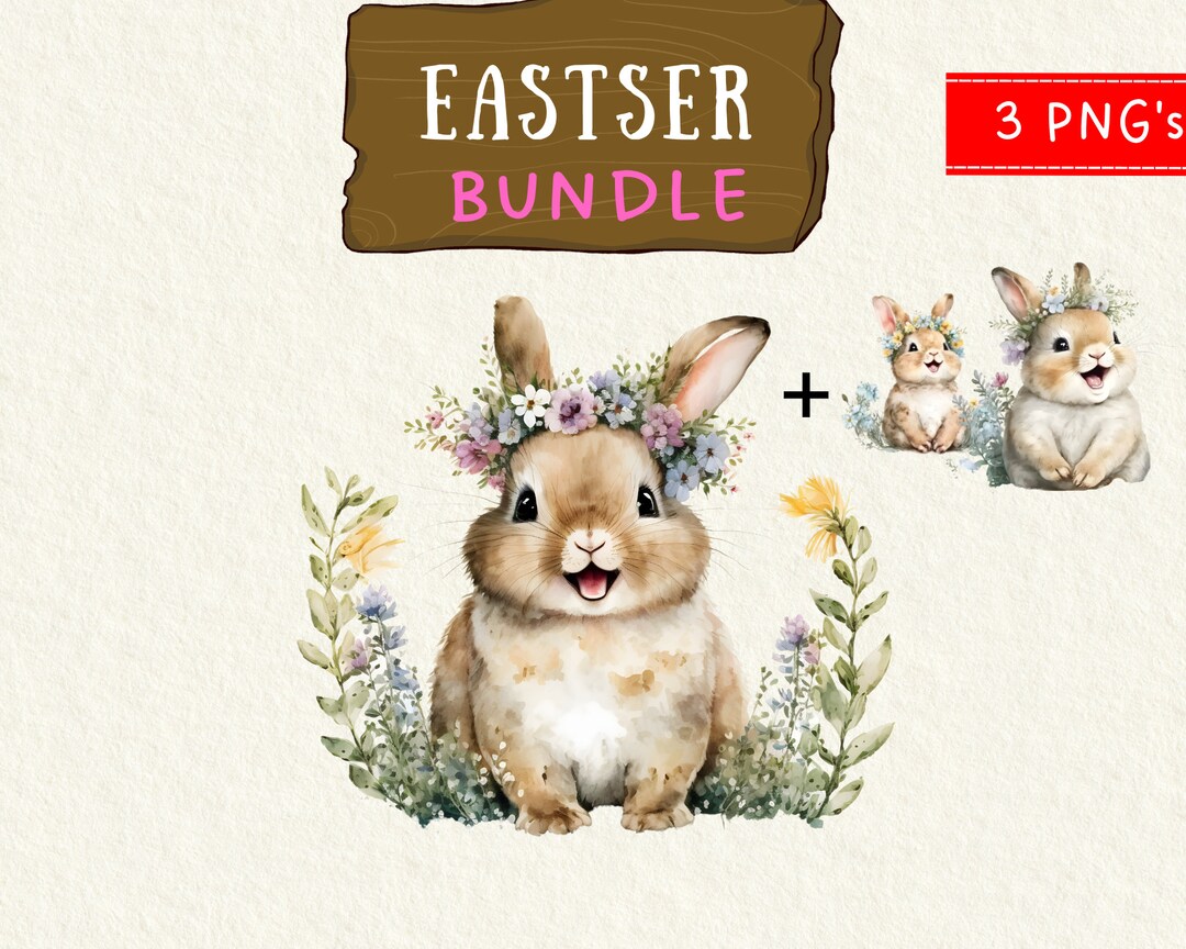 Easter Clipart Watercolor Easter Bunny Clipart Rabbit PNG Cute Easter ...