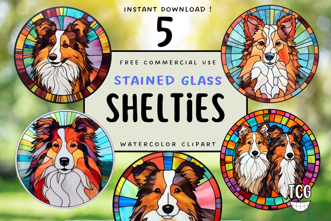 5 Stained Glass Sheltie Dog PNG Clipart Sheltland Sheepdog Stained ...
