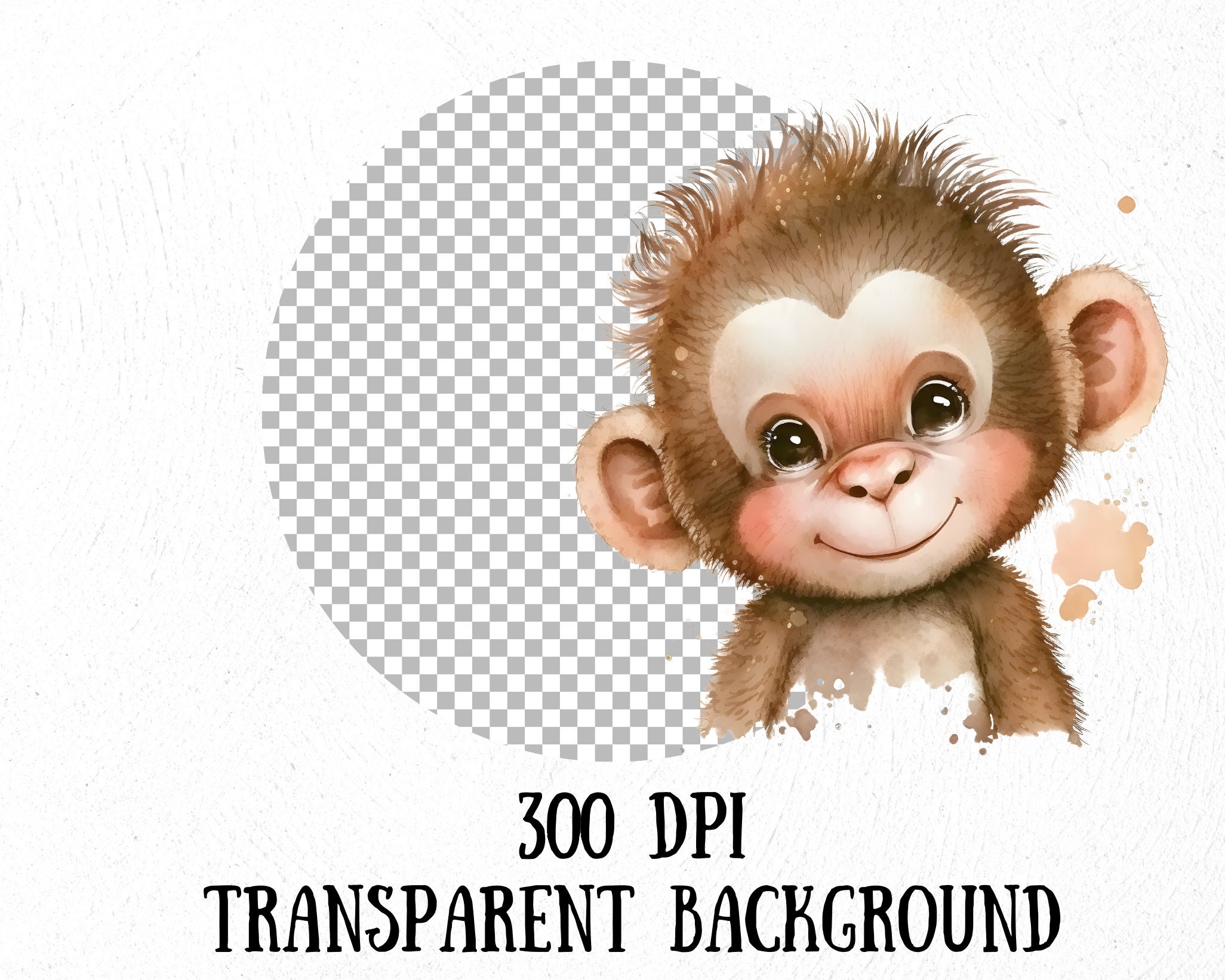 Baby Monkey Watercolor Clipart Floral Monkey Clipart Cute - Etsy UK