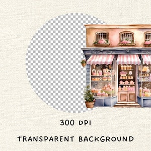 Bakery Shop Clipart Pastry Cafe Watercolor Clipart, Storefront PNG ...