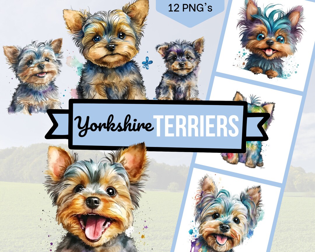 Yorkshire Terrier Clipart Watercolor Yorkie Clipart Cute Nursery Wall ...