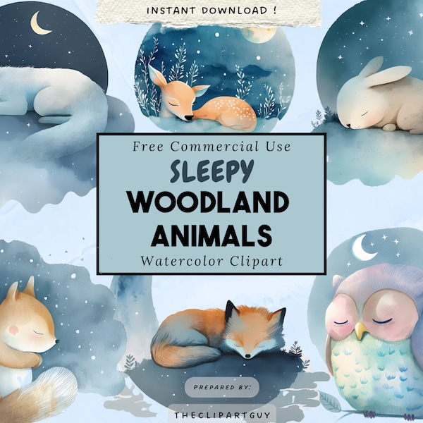 Sleeping Animals Clipart - Etsy