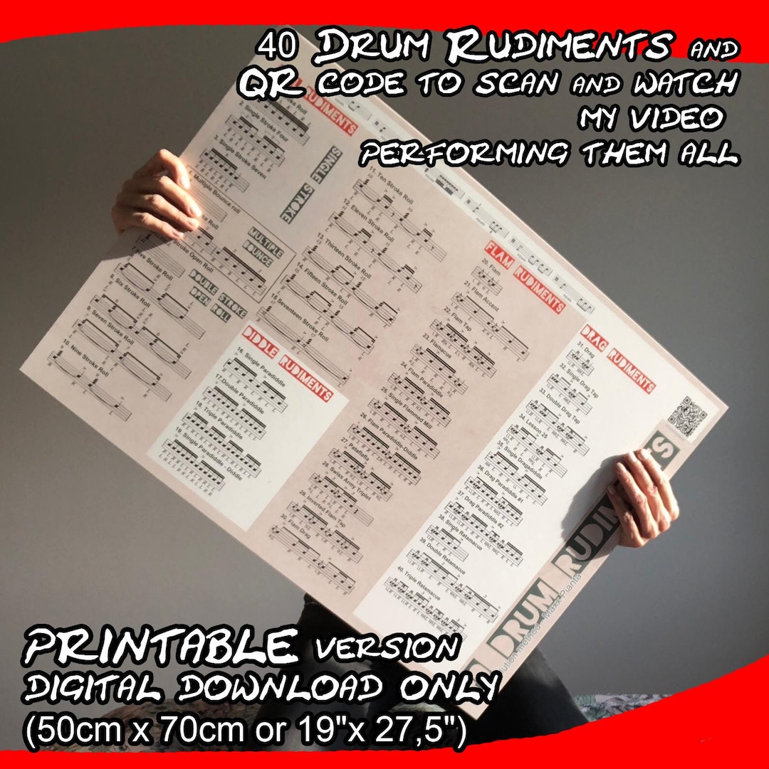 All 40 Rudiments Poster Digital Download Only - Printable Poster ...