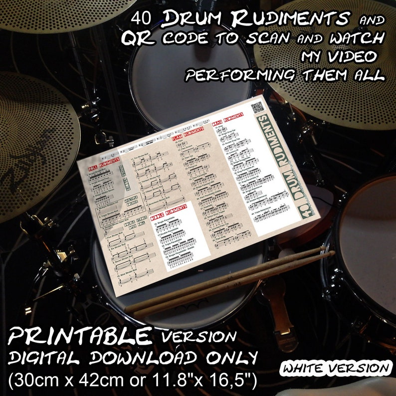 All 40 Rudiments Poster Digital Download Only - Printable Poster ...
