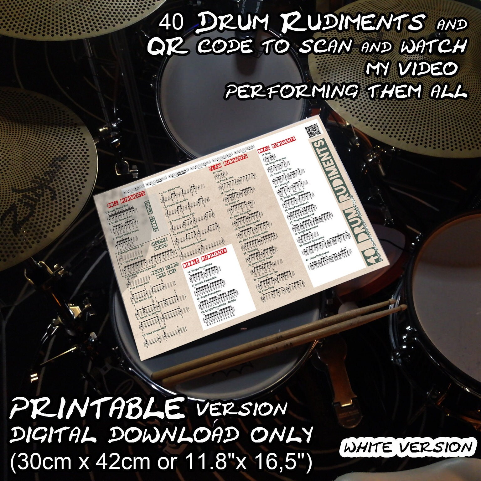 All 40 Rudiments Poster Digital Download Only Printable Poster ...