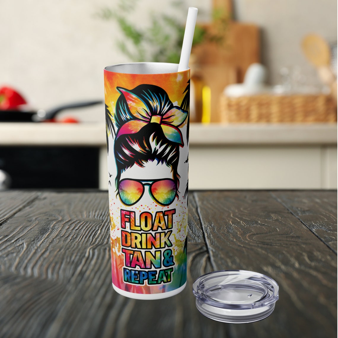 Float Drink Tan Repeat 20 Oz Skinny Tumbler, Tumbler With Straw, Messy ...