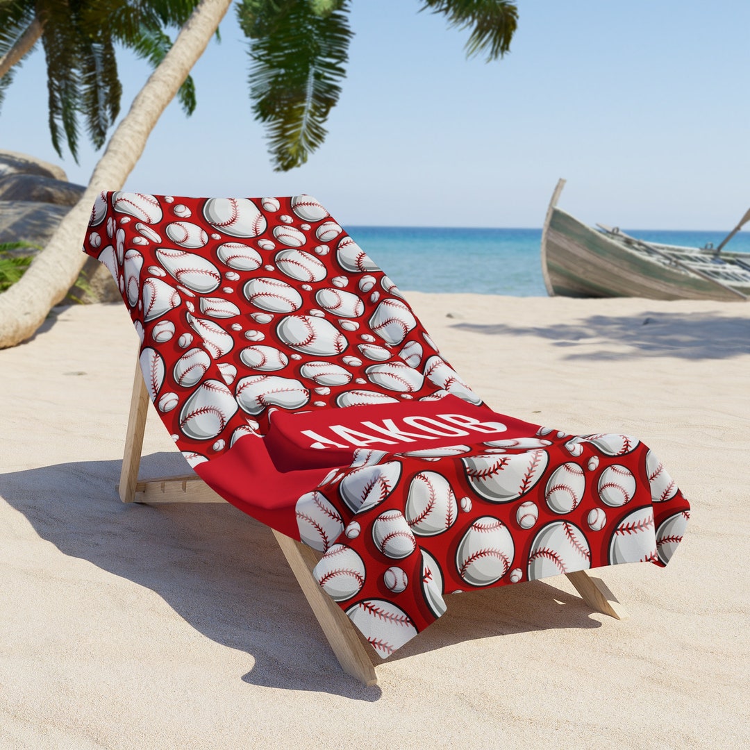 Baseball Beach Towel, Large Beach Towel, Personalized Beach Towel, Pool ...