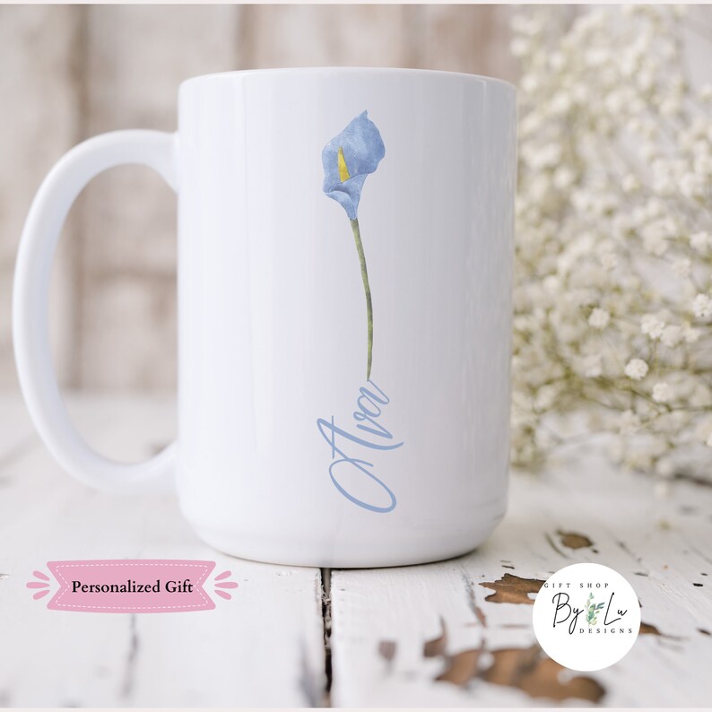 Calla Lily Flower Name Coffee Mug, Personalized Calla Lily Flower Cup ...